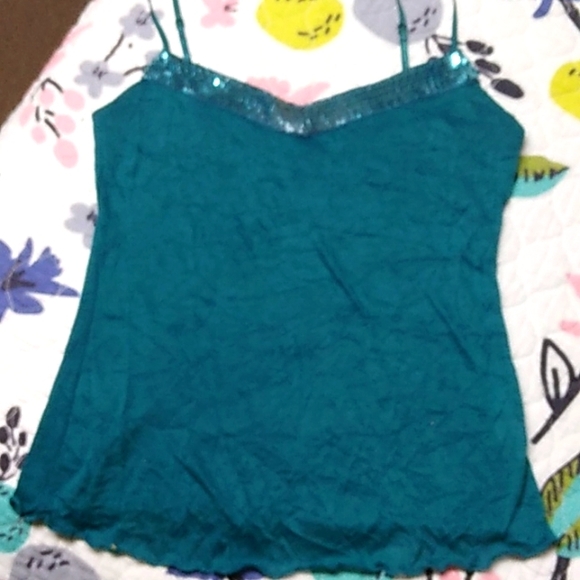 Six Degrees | Tops | Vintage Cute Turquoise Sequined Camisole | Poshmark